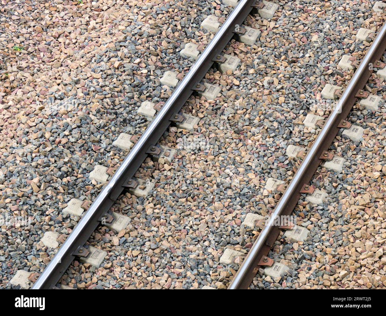 Rail track, taken slightly diagonally, filling the format Stock Photo ...