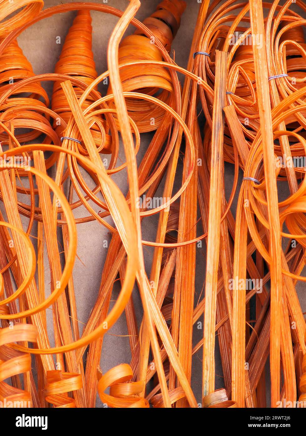 Coloured bark strips in orange Stock Photo - Alamy