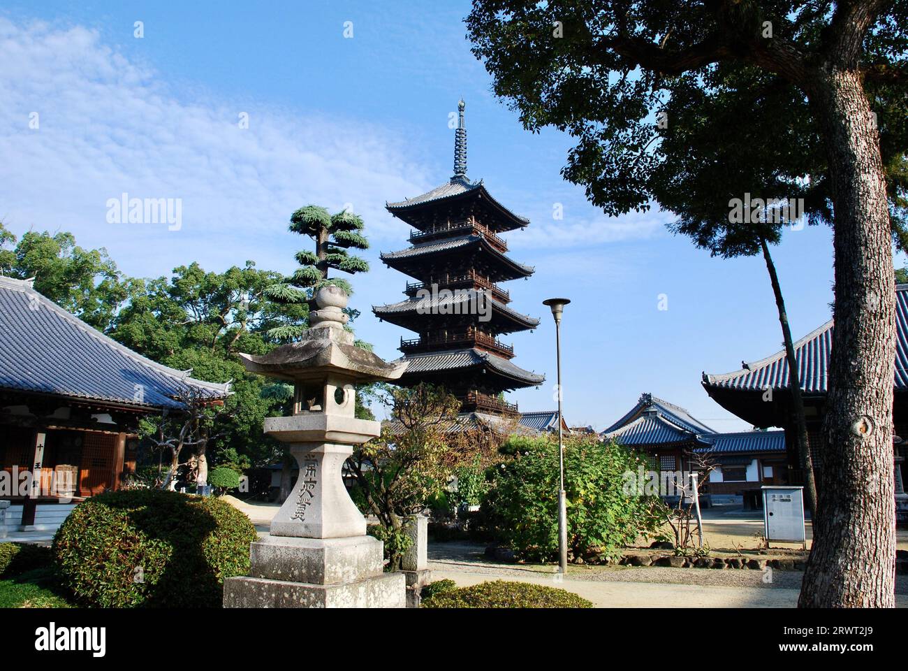 A scenic shot of the Japanese temple taken during the Shikoku 88 temple ...