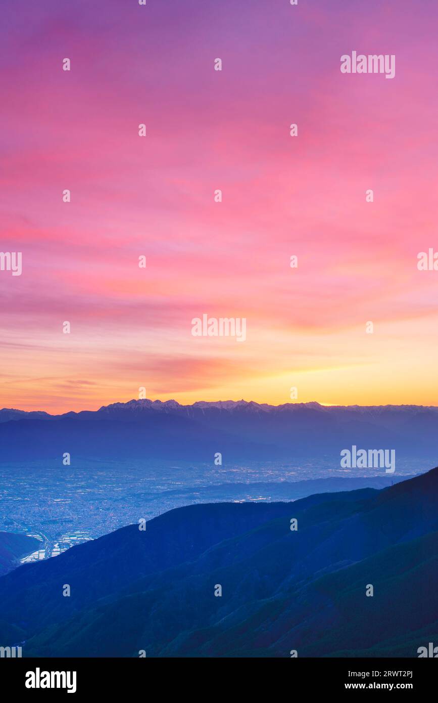 The Northern Alps including the Hotaka mountain range and the city of ...