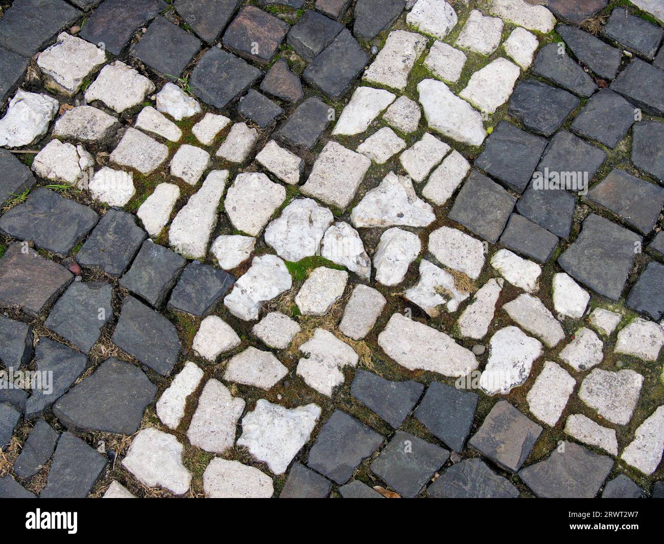 Cross symbol set with white paving stones in front of a church Stock ...