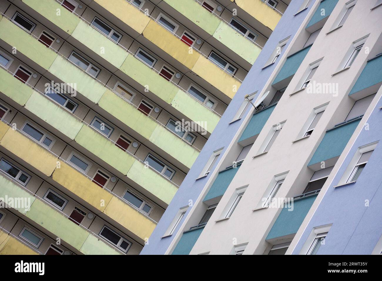 Two high-rise buildings in social housing Saarland, detail, full size ...