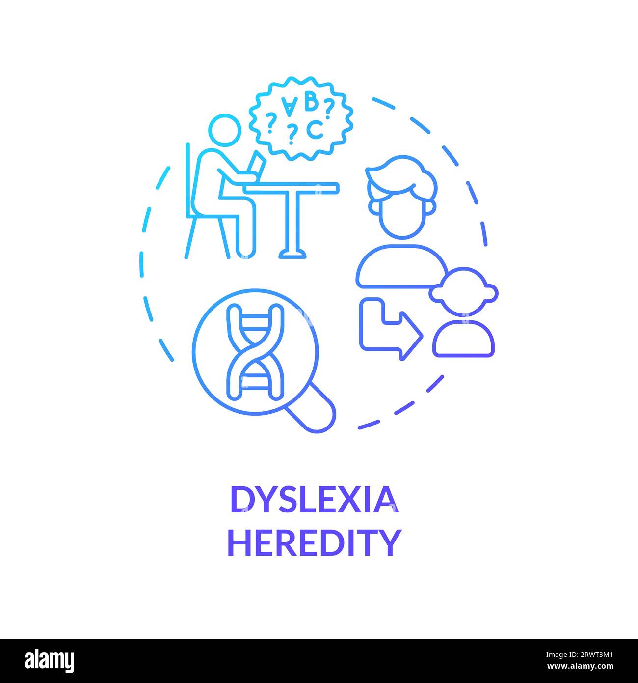 Gradient Blue Line Icon Dyslexia Heredity Concept Stock Vector Image