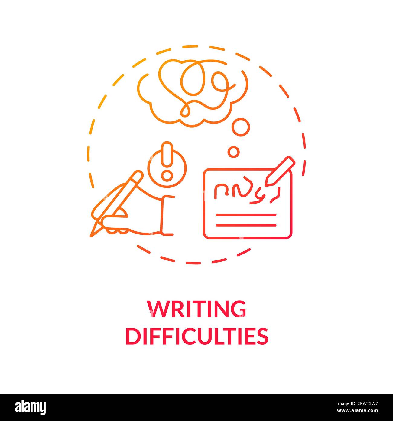 Gradient red line icon writing difficulties concept Stock Vector Image & Art - Alamy