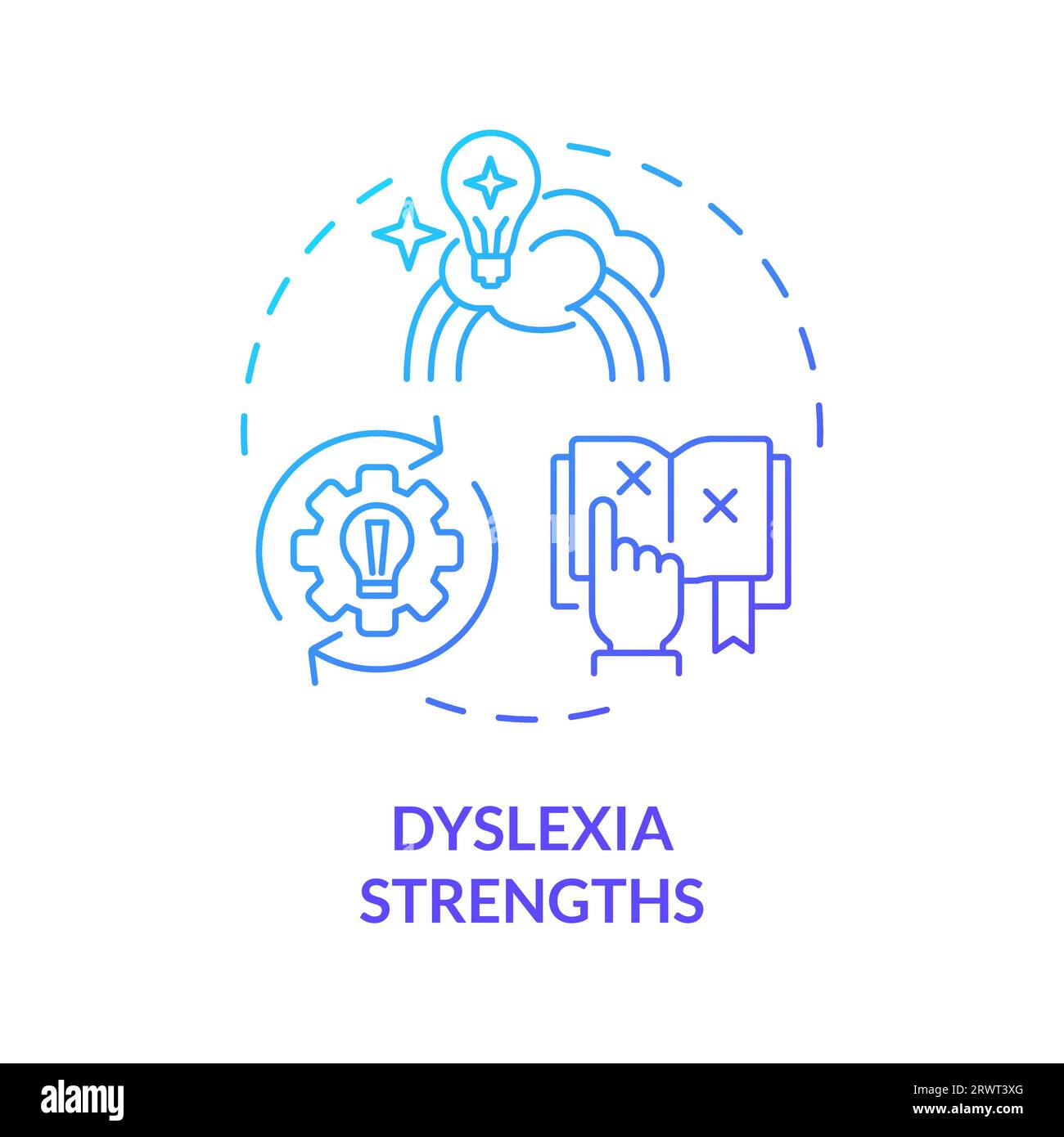 Gradient Blue Line Icon Dyslexia Strengths Concept Stock Vector Image