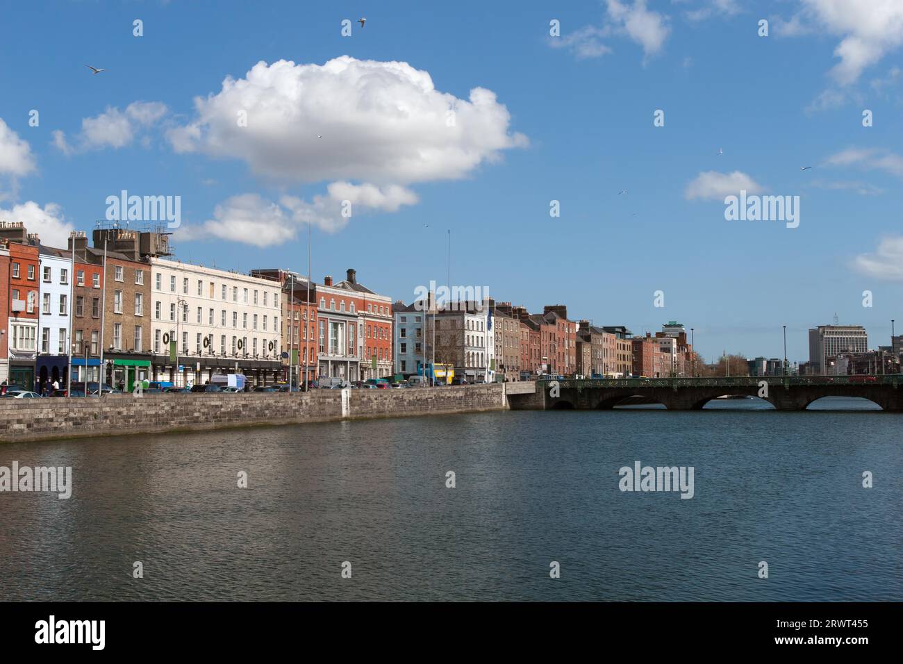 City of Dublin skyline in Ireland, view from River Liffey, cityscape ...