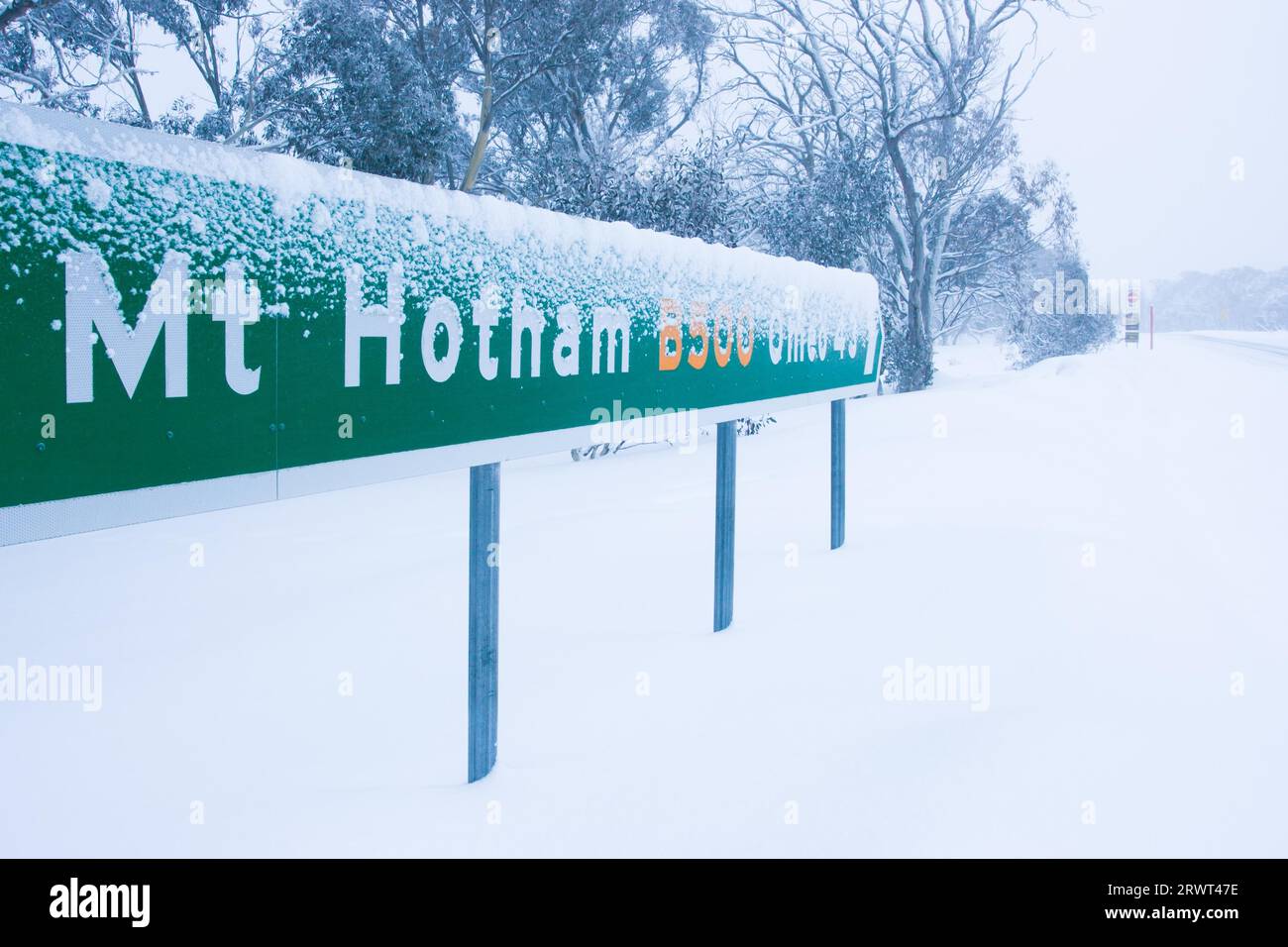 Signage on the Great Alpine Rd near Mt Hotham and Dinner Plain Stock ...