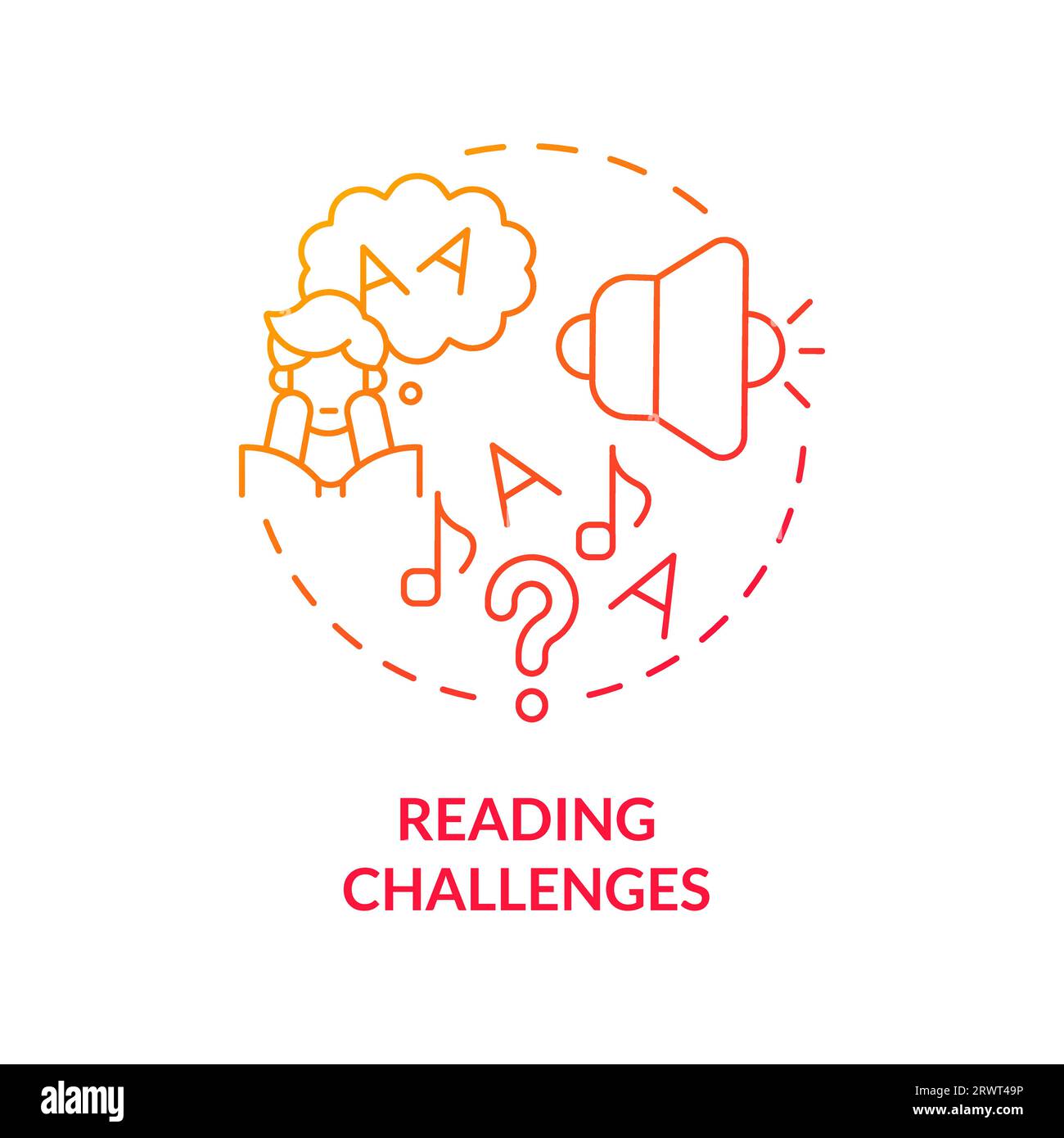 Gradient red line icon reading challenges concept Stock Vector Image ...