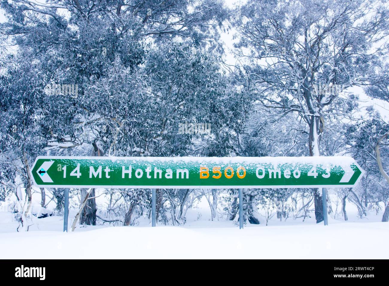 Signage on the Great Alpine Rd near Mt Hotham and Dinner Plain Stock ...