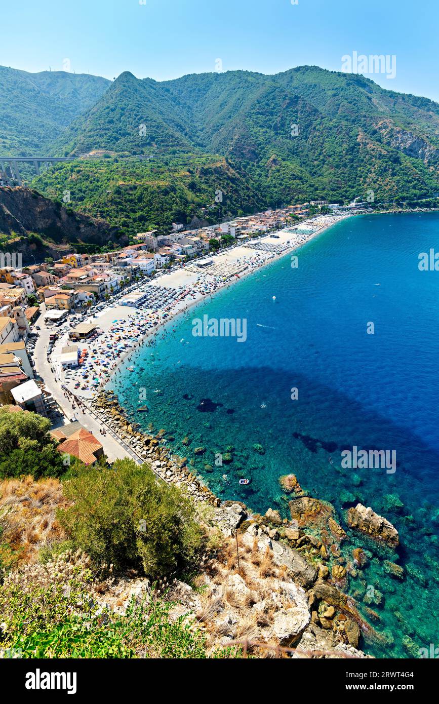 The city of Scilla Calabria Italy. Leisure time at Marina Grande beach ...
