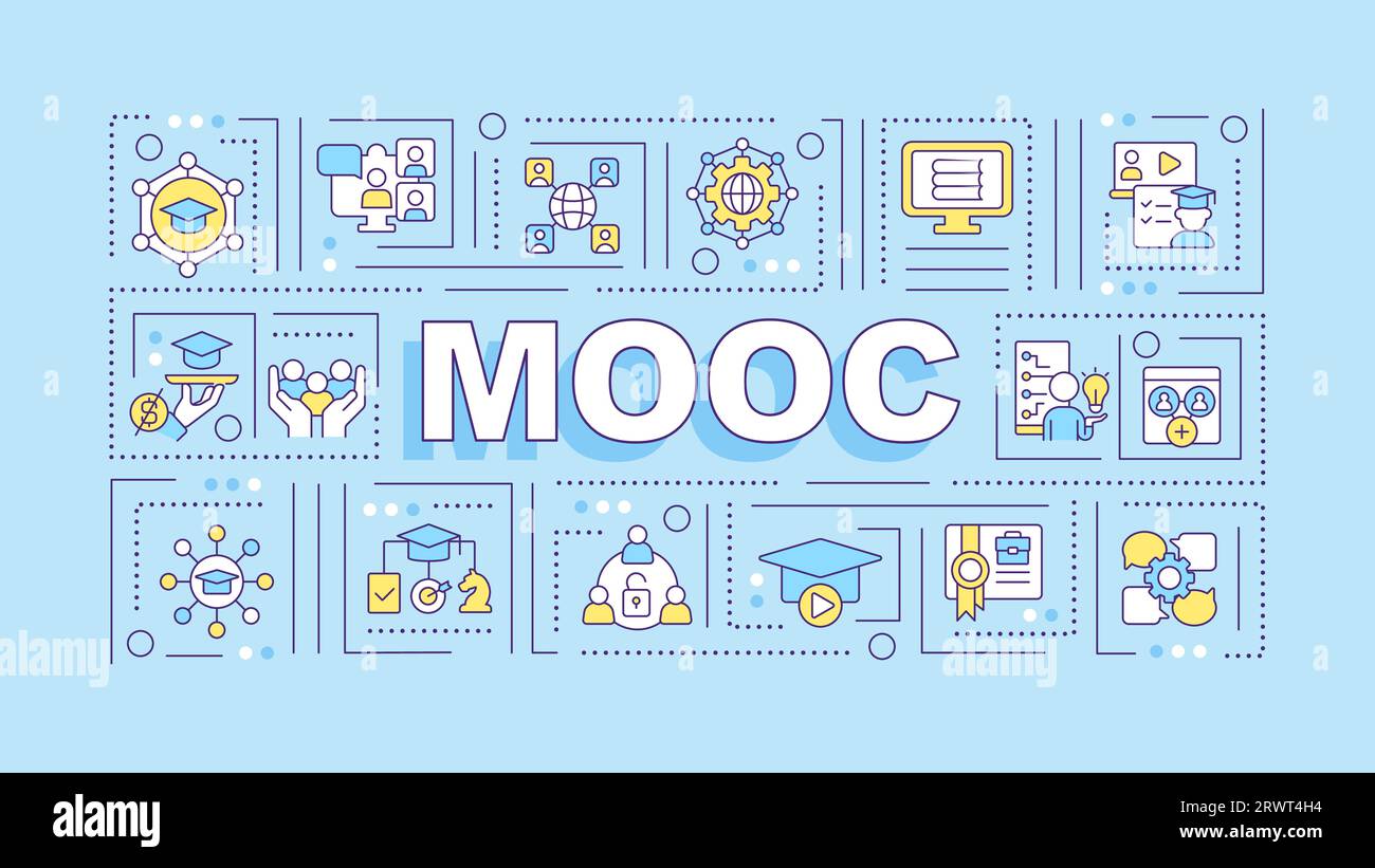 Mooc Text With Colorful Thin Line Icons Stock Vector Image And Art Alamy