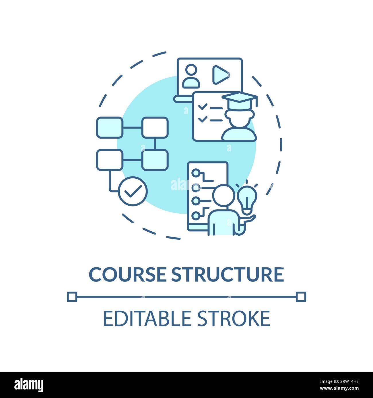 2d Blue Thin Linear Icon Course Structure Concept Stock Vector Image