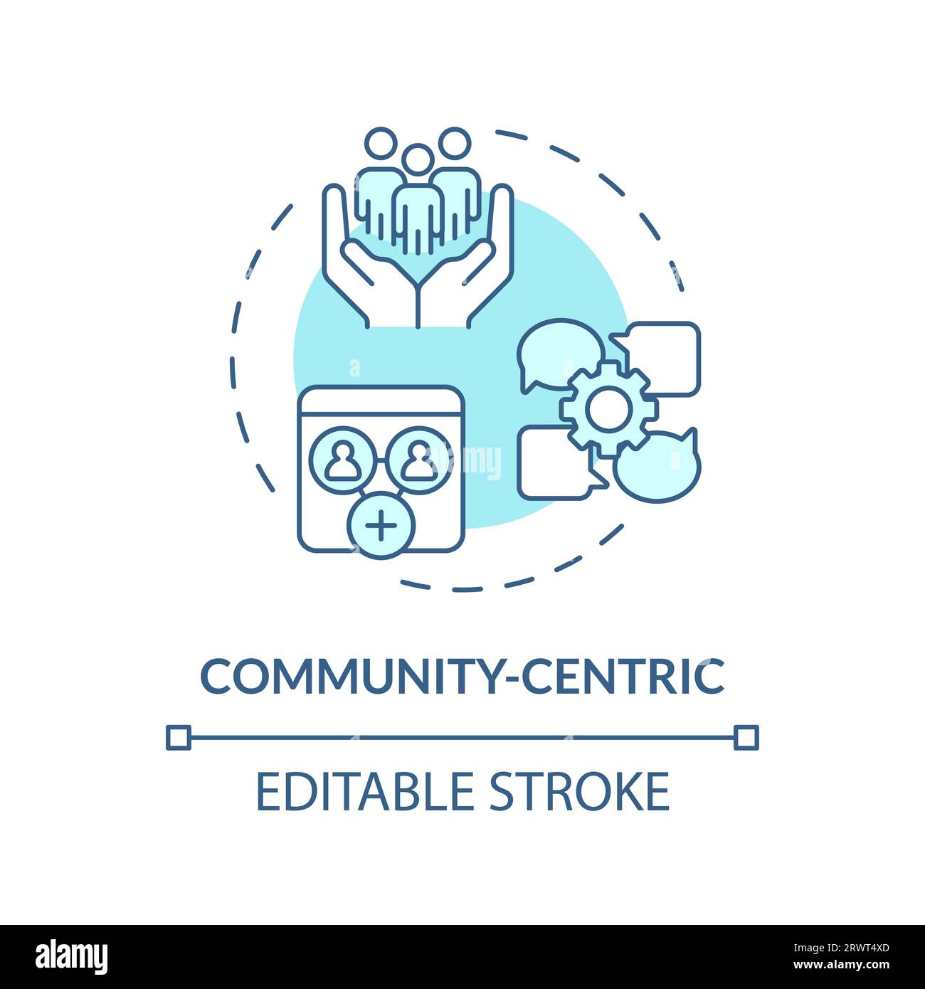 2D blue thin linear icon community centric concept Stock Vector Image ...