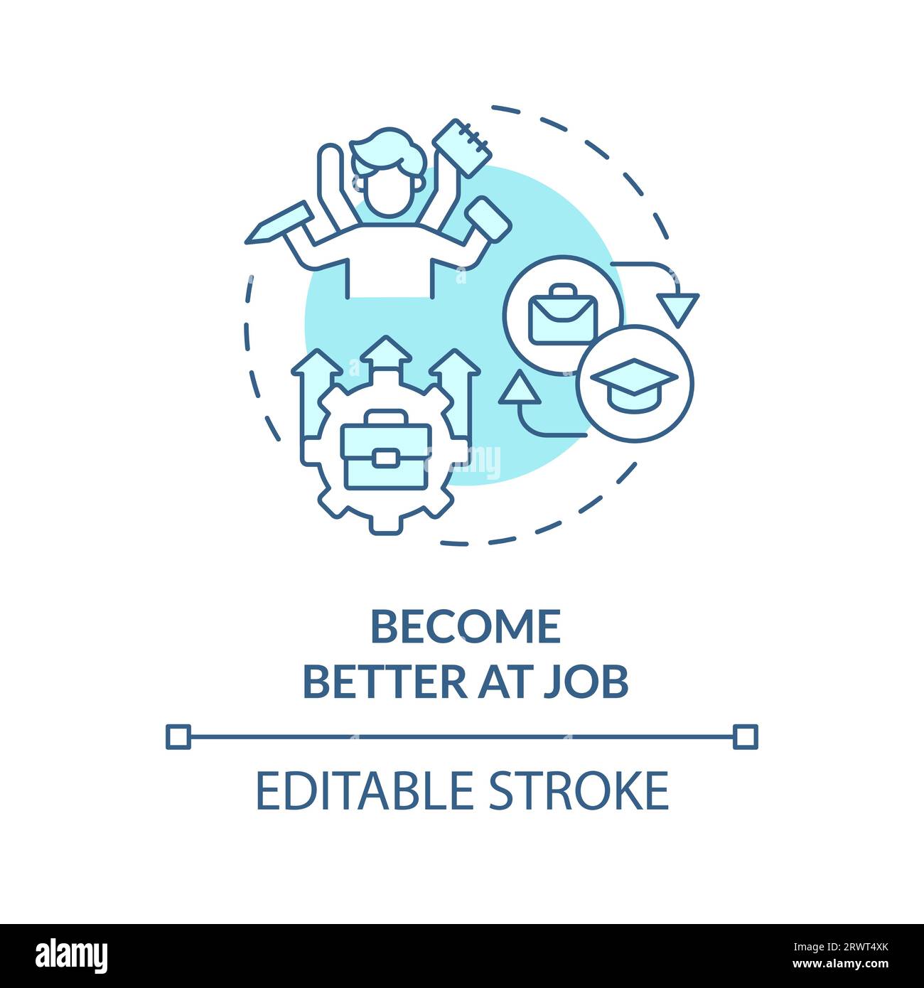 2D blue linear icon become better at job concept Stock Vector Image ...