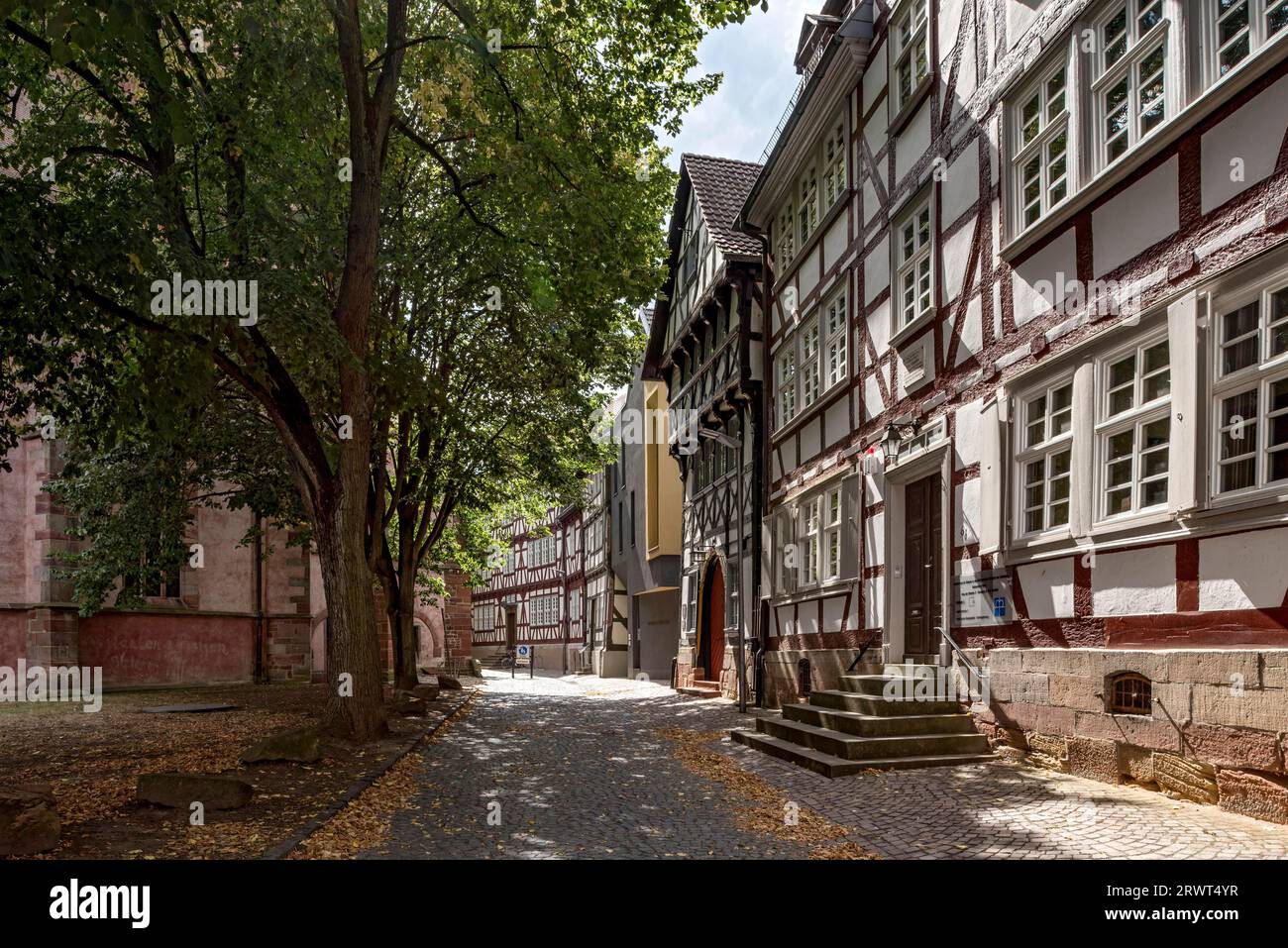 Historic half-timbered houses, sexton's house and house of the Diakonie ...