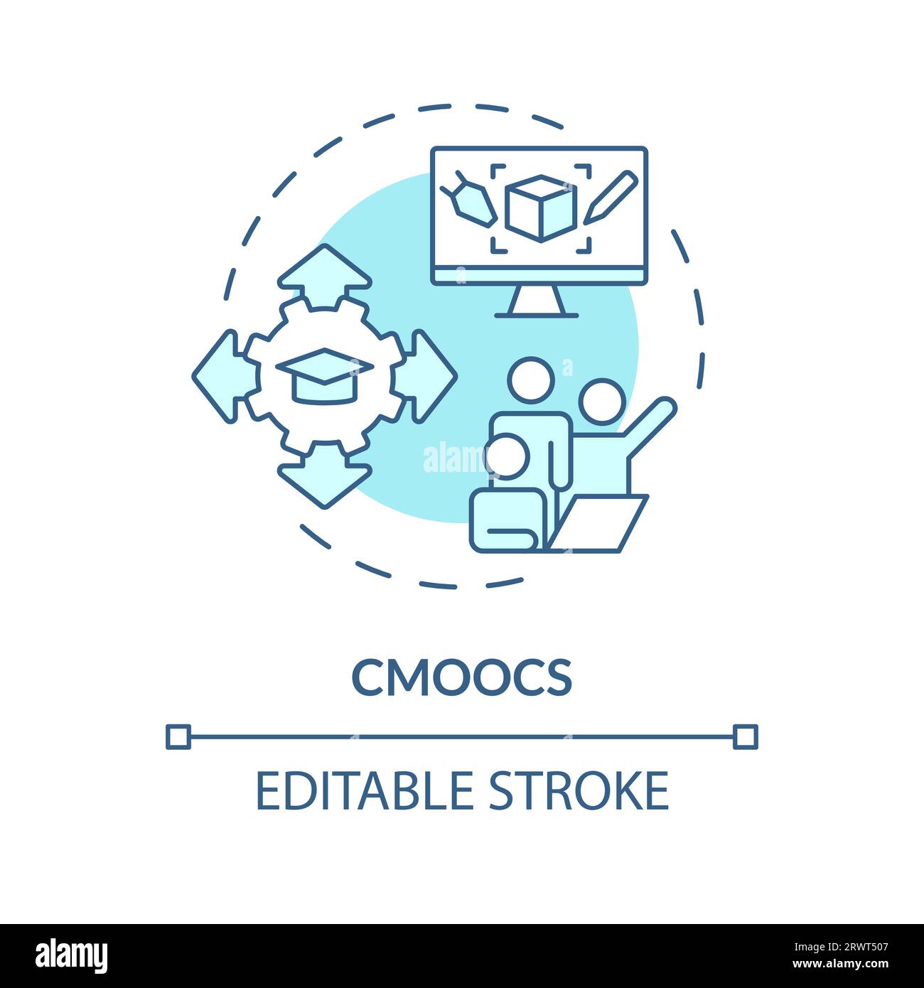 2D blue thin linear icon cMOOCs concept Stock Vector Image & Art - Alamy