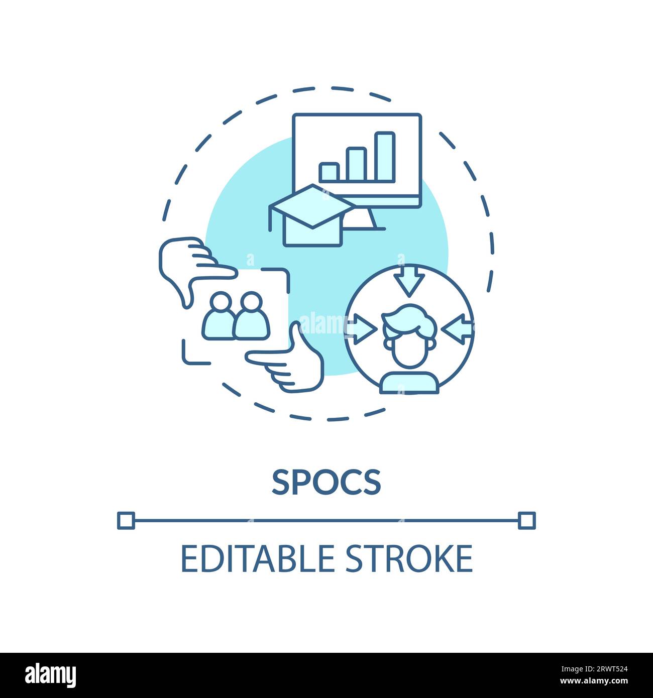 Customizable Blue Thin Linear Icon Spocs Concept Stock Vector Image