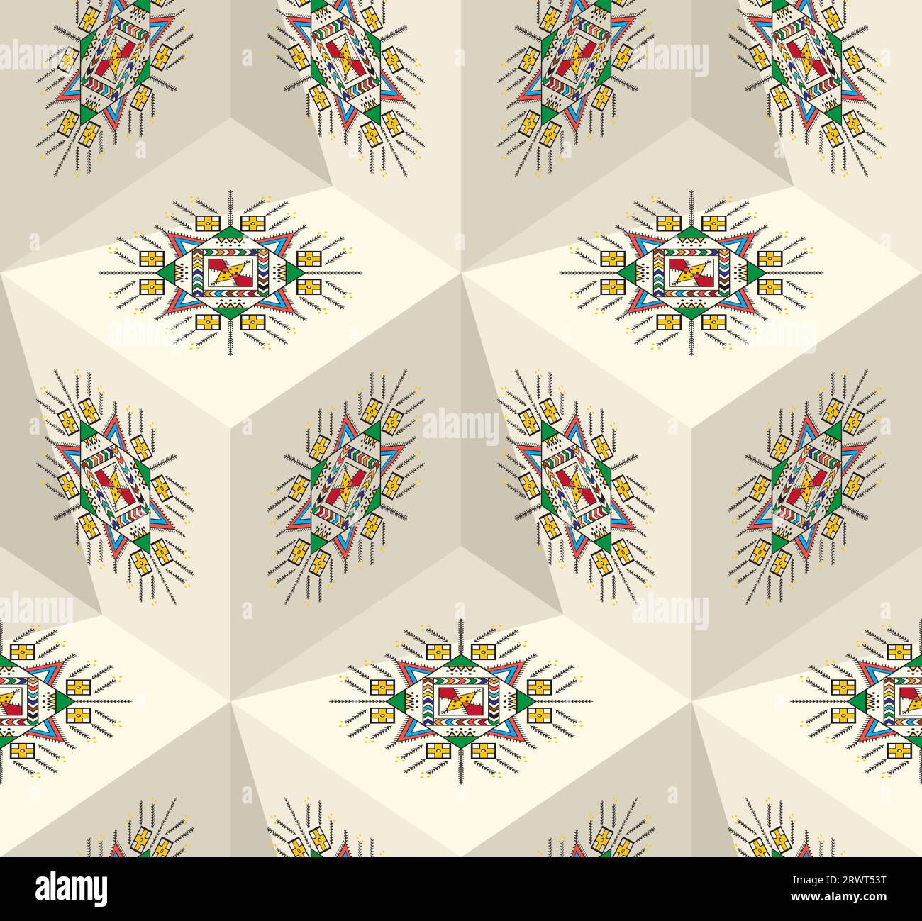 Decorative geometric repeating pattern inspired by Al-Qatt Al-Asiri ...