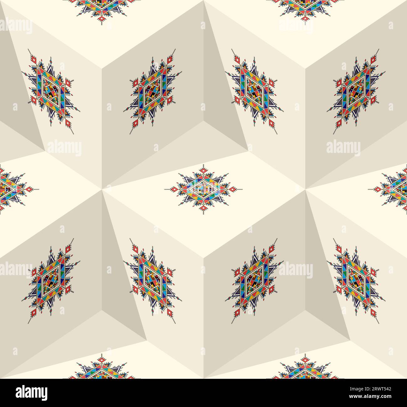 Decorative geometric repeating pattern inspired by Al-Qatt Al-Asiri ...