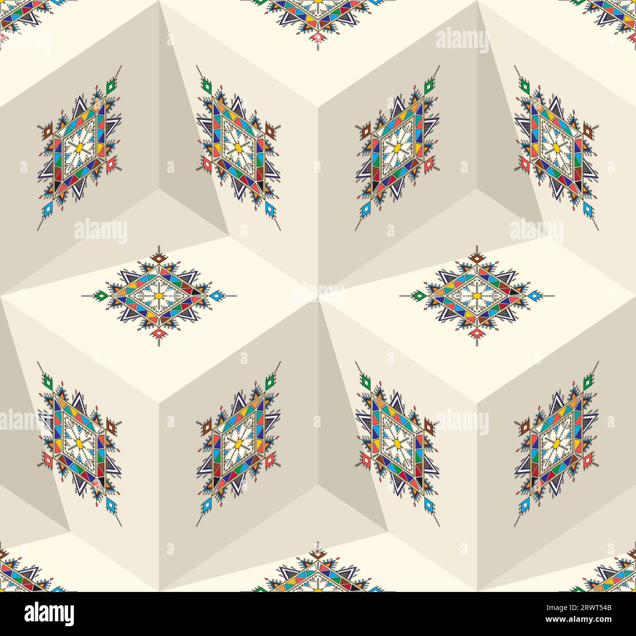 Decorative geometric repeating pattern inspired by Al-Qatt Al-Asiri ...