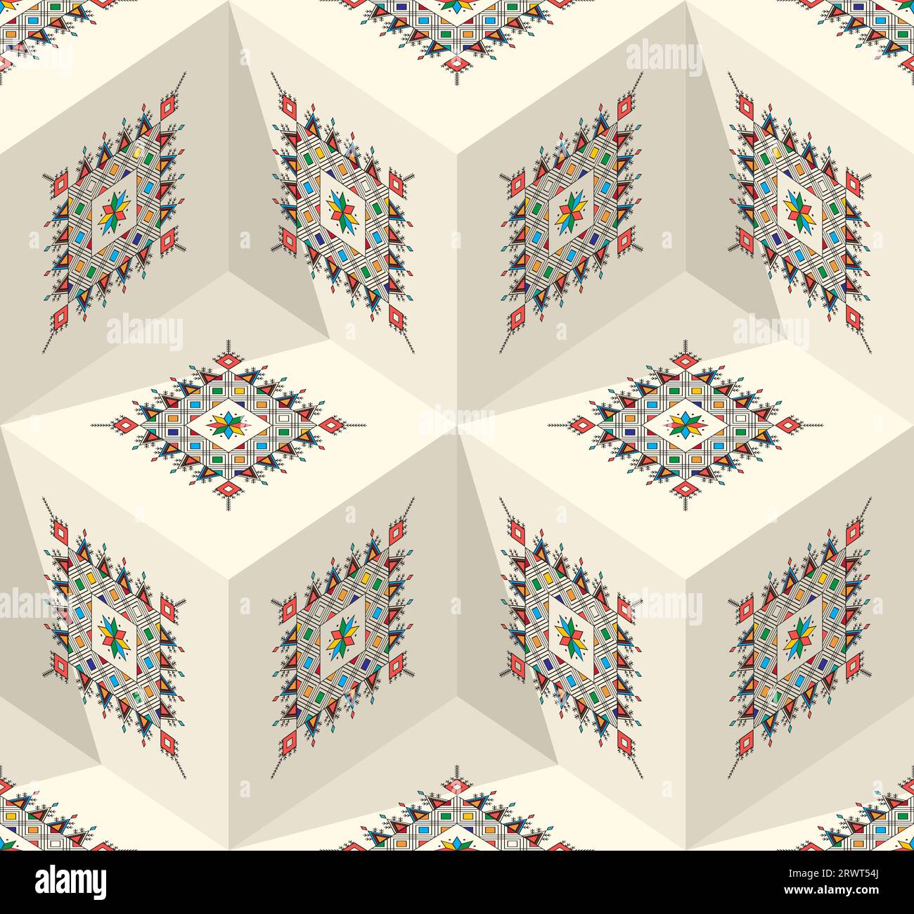 Decorative geometric repeating pattern inspired by Al-Qatt Al-Asiri ...