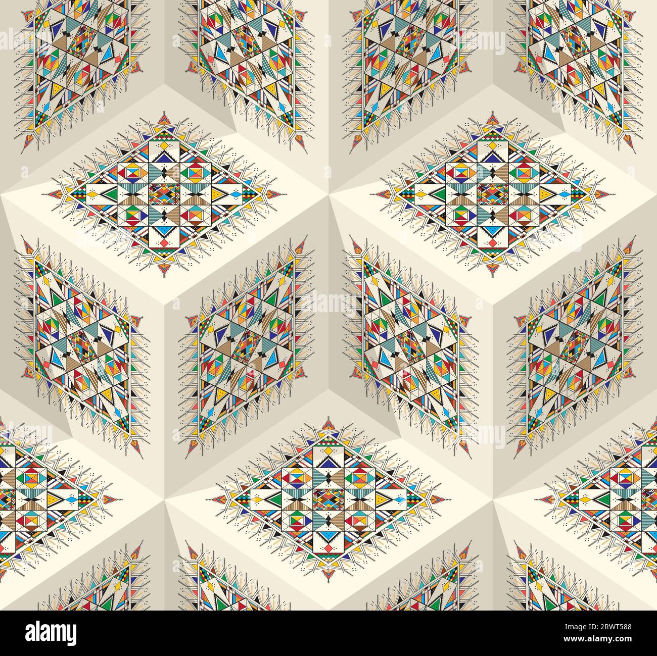 Decorative geometric repeating pattern inspired by Al-Qatt Al-Asiri ...