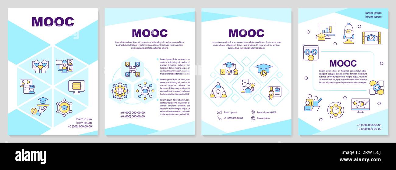 Brochure Template With Mooc Thin Line Icons Stock Vector Image And Art