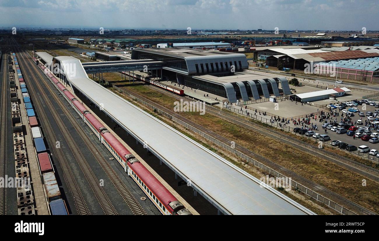 Nairobi. 20th Sep, 2023. This aerial photo taken on Sept. 20, 2023 ...