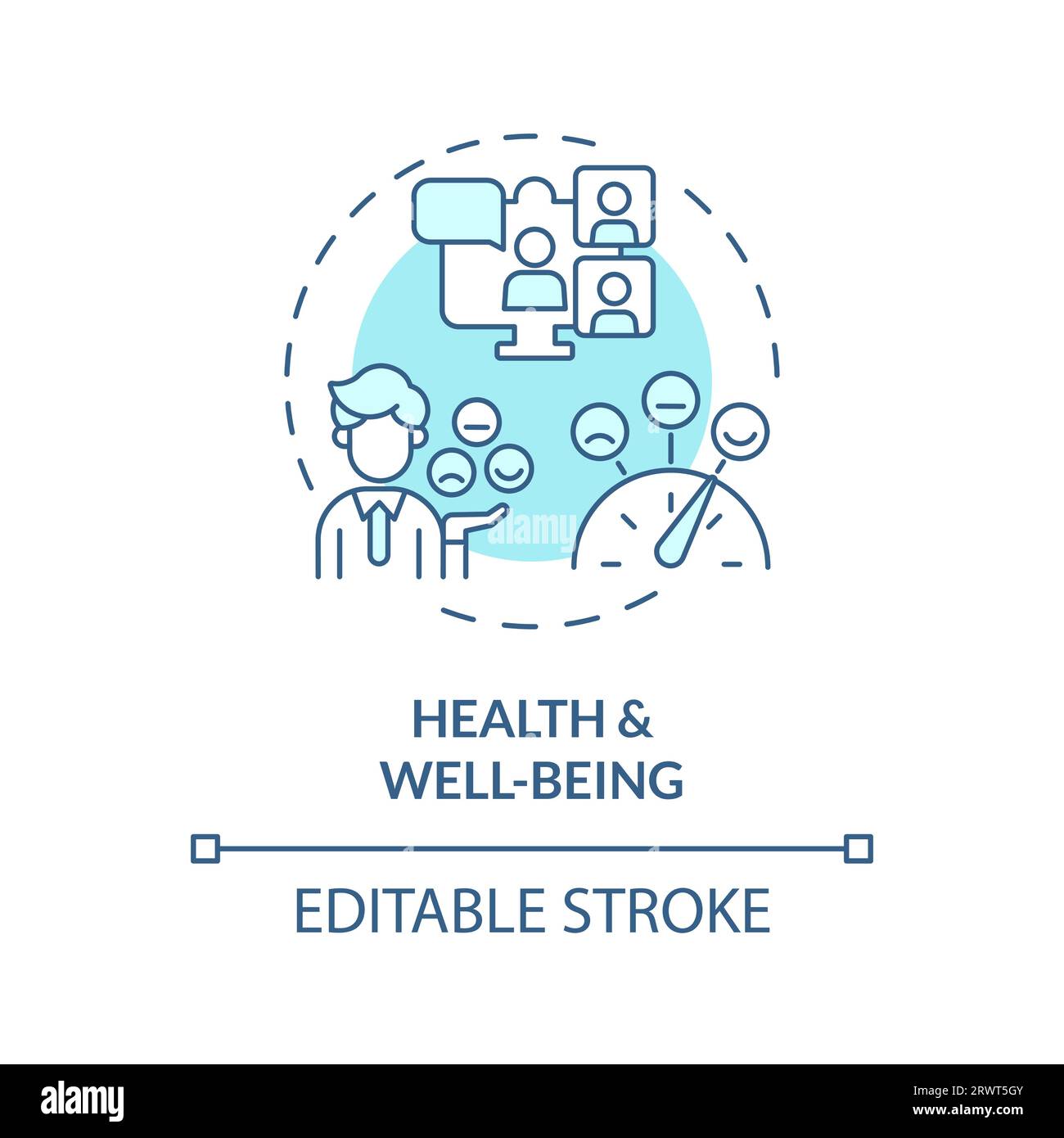 2D blue thin linear icon health and wellbeing concept Stock Vector ...