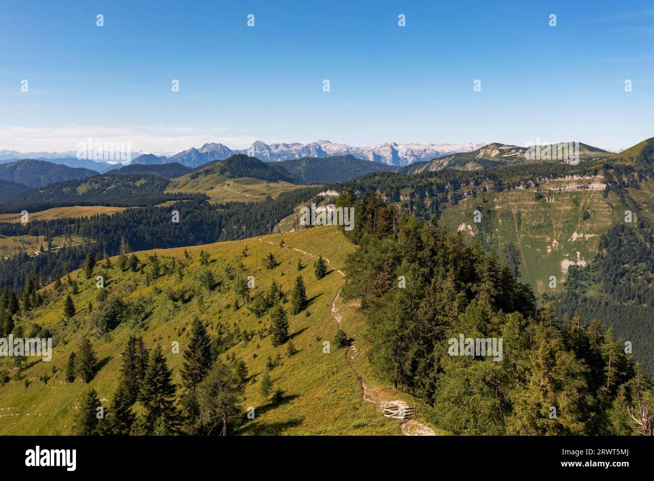 Hiking trail to the summit of the Wieslerhorn with a view of the ...