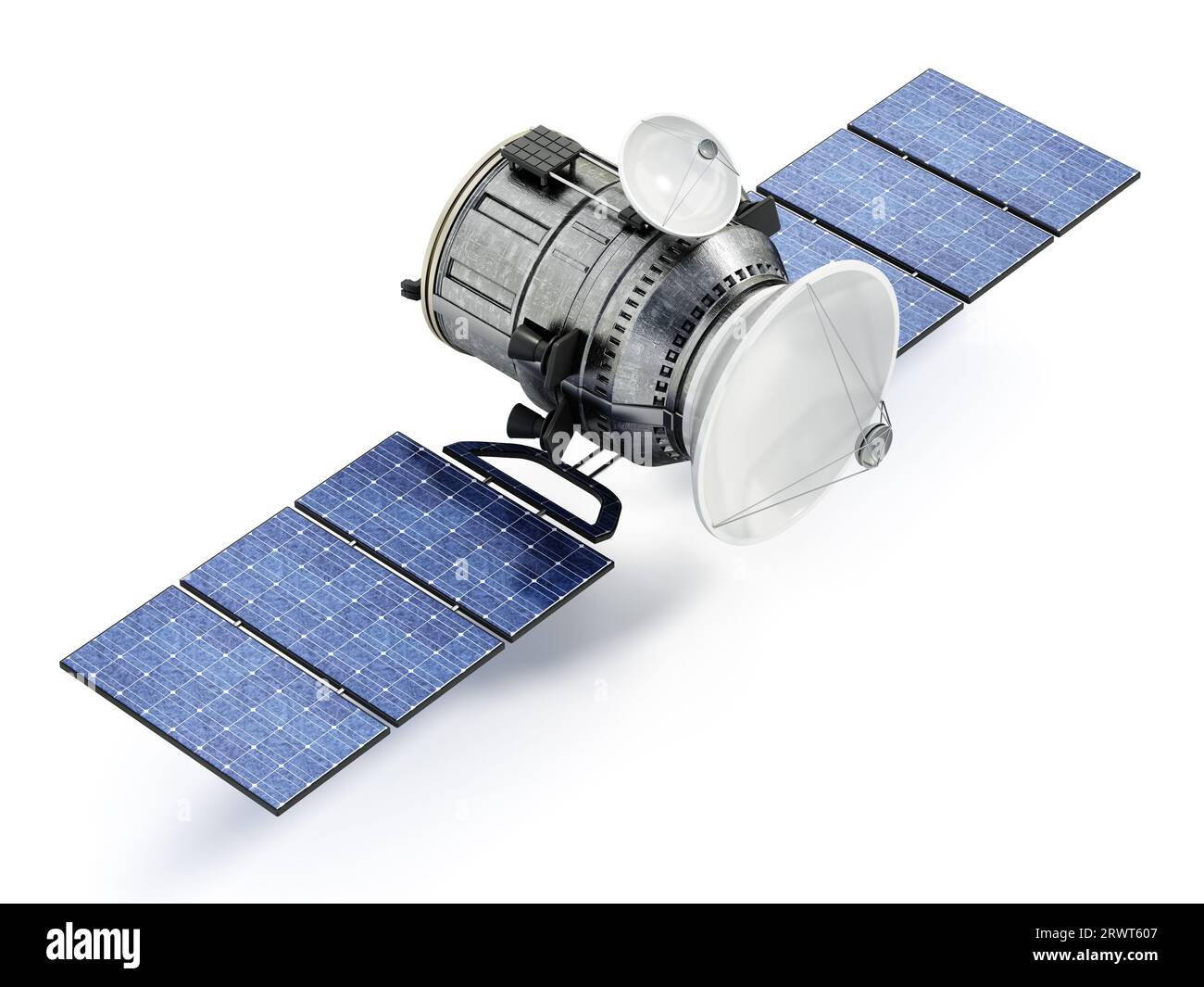 Communications satellite isolated on white background. 3D illustration ...