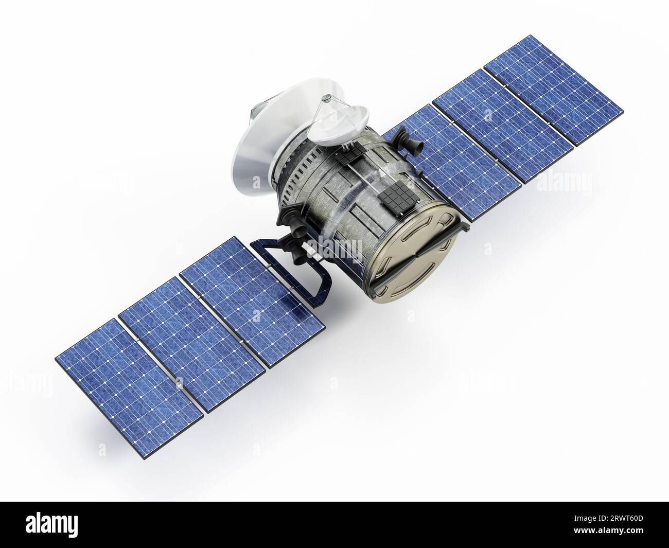 Communications satellite isolated on white background. 3D illustration ...