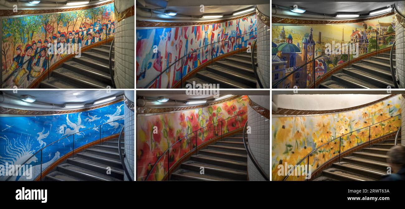 Multi-storey staircases in the Métro station Abbesses creatively ...