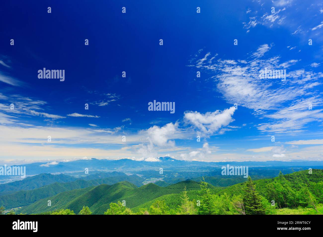 Mount Asama and other mountains seen from near Utsukushigahara Open-Air ...