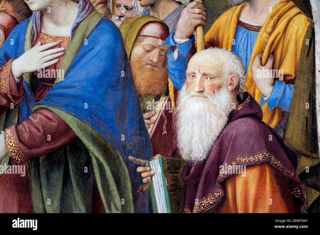 Jesus in the Temple in a fresco by Bernardiono Luini in the church ...