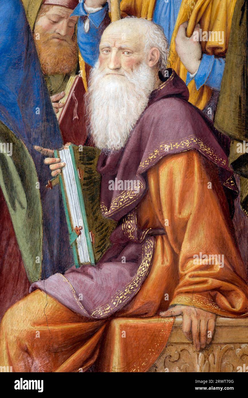 Jesus in the Temple in a fresco by Bernardiono Luini in the church ...