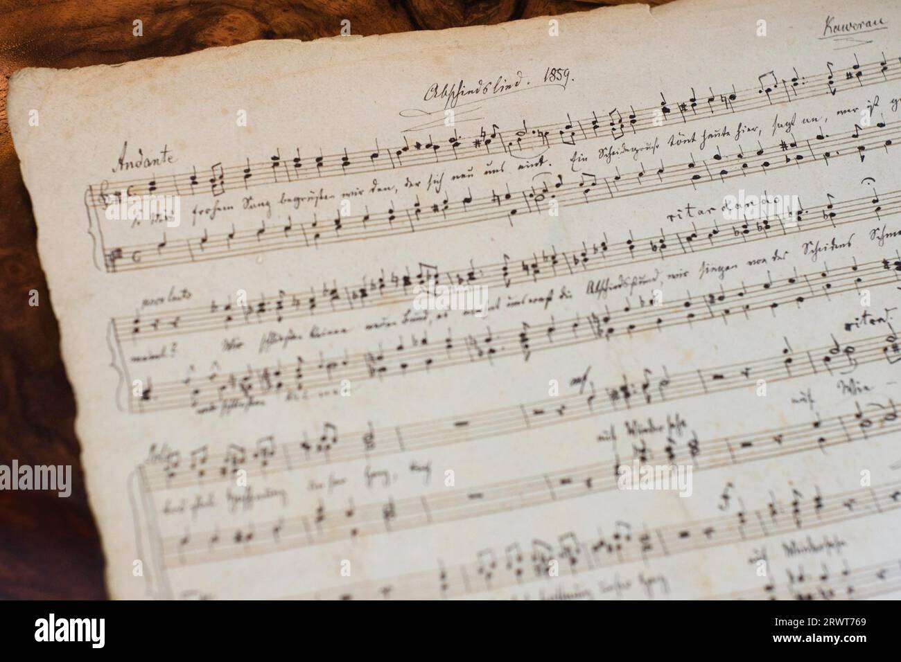 Original notes of a farewell song on a walnut writing tablet Stock ...