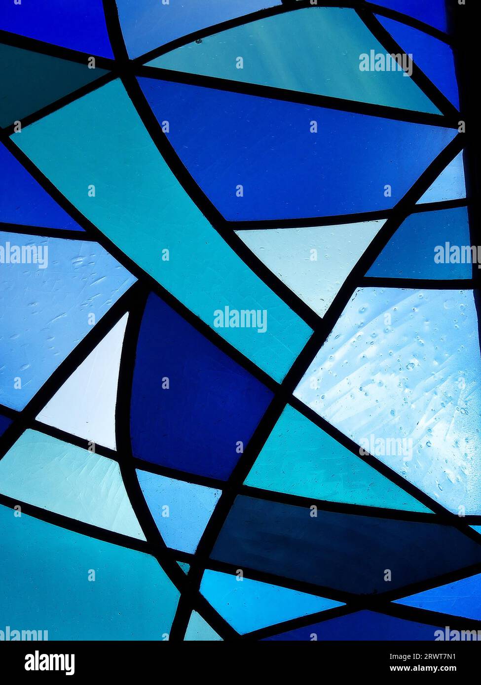 Leaded glass window in shades of blue, detail Stock Photo - Alamy