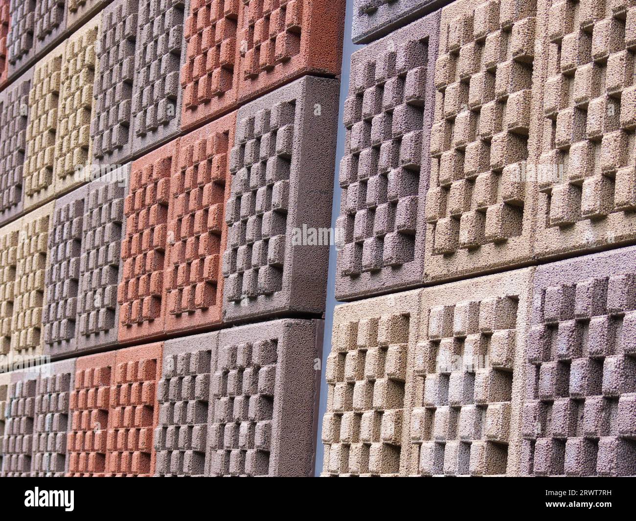 Cross-section of a colourful noise barrier Stock Photo - Alamy