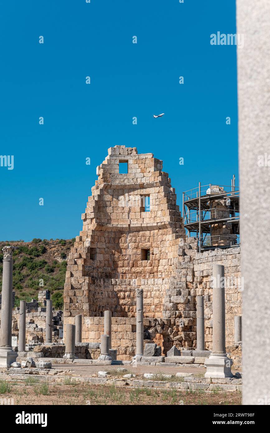 Ancient city of Perge in Antalya, Turkey. Historical ruins in the ...