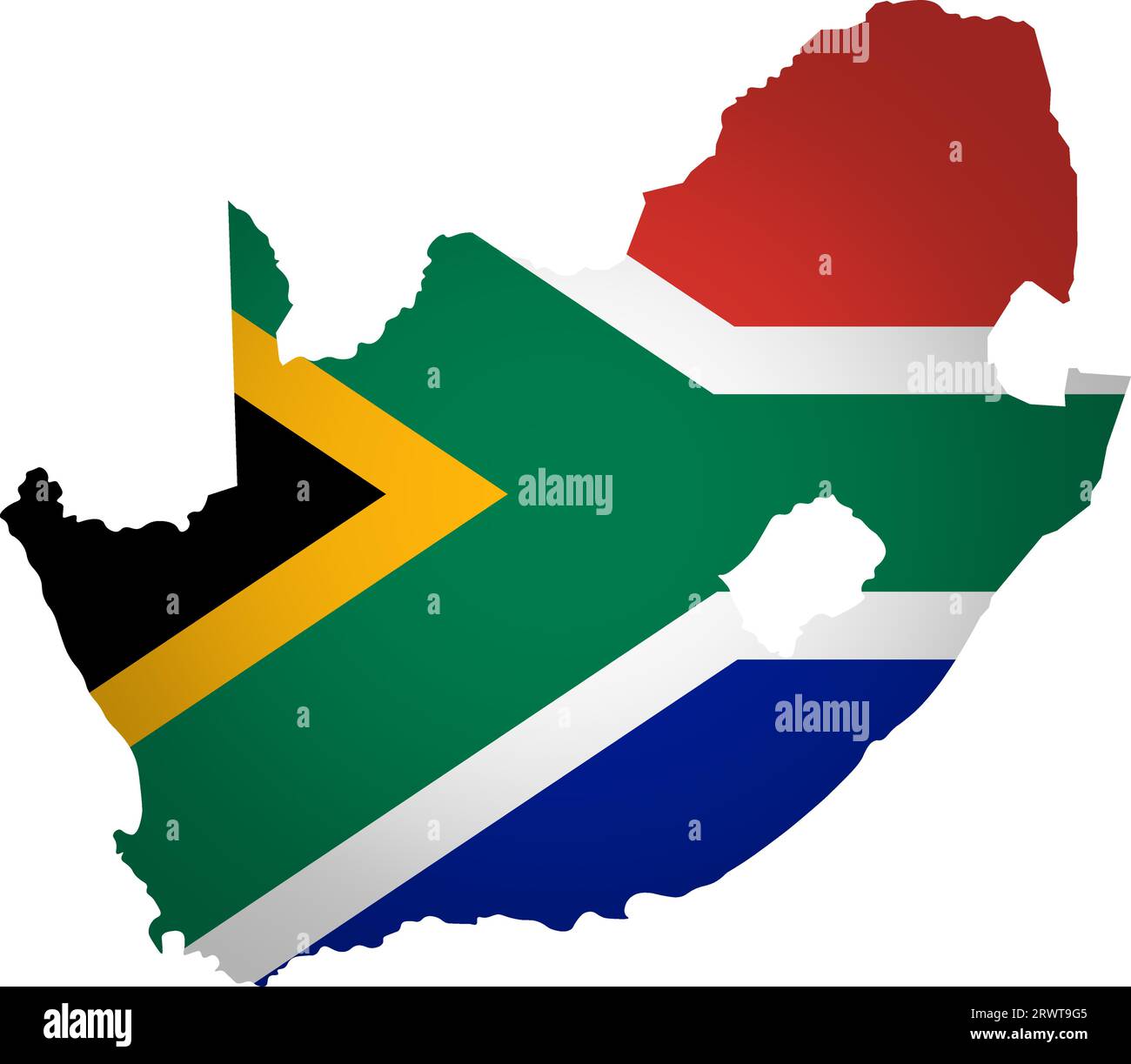 Illustration with national flag with simplified shape of South Africa ...