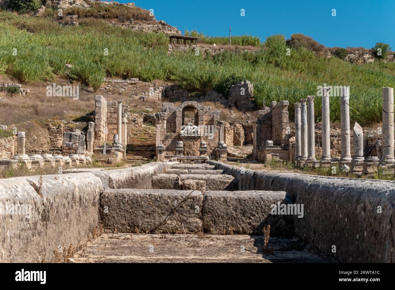 Ancient city of Perge in Antalya, Turkey. Historical ruins in the ...