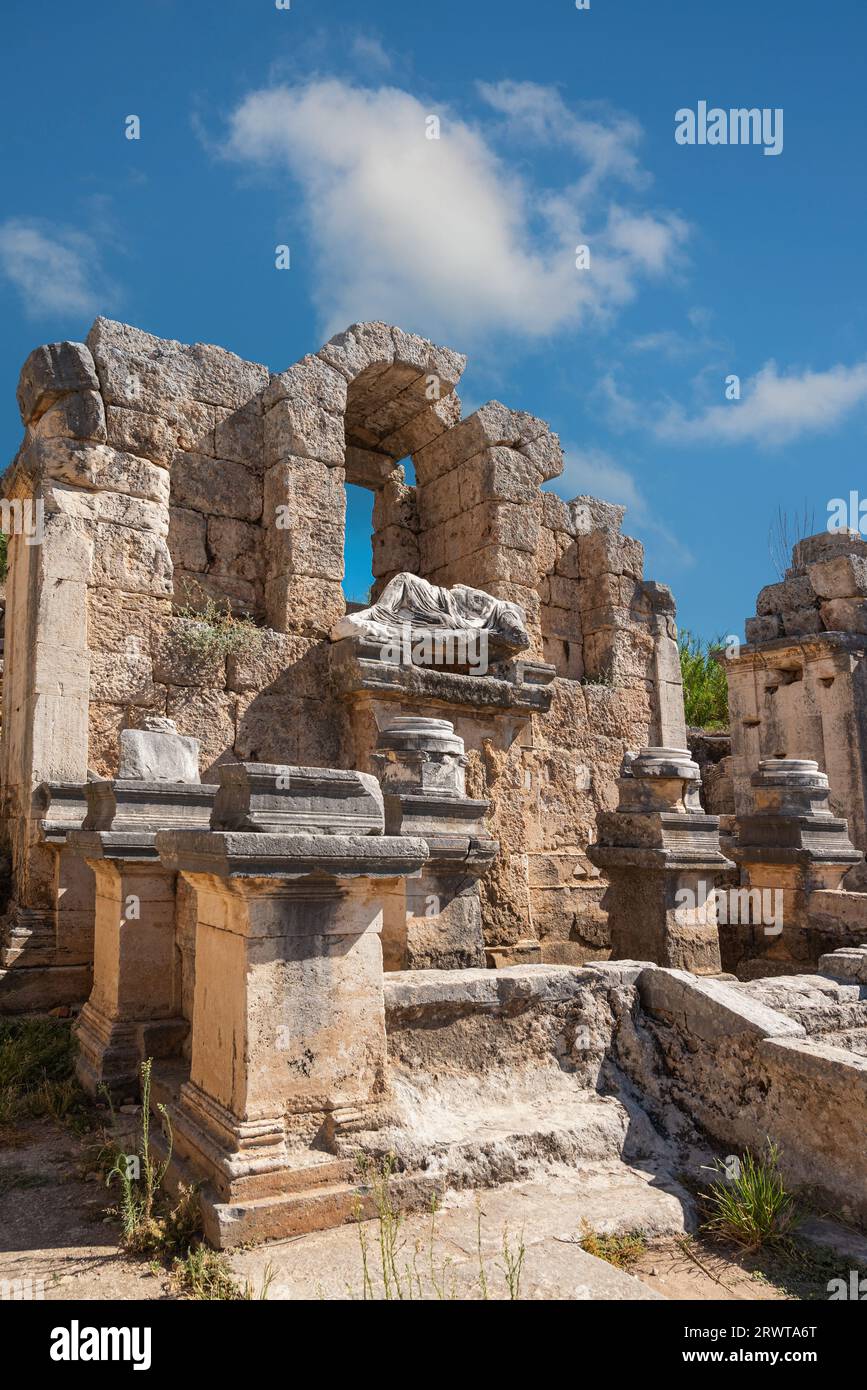 Ancient city of Perge in Antalya, Turkey. Historical ruins in the ...
