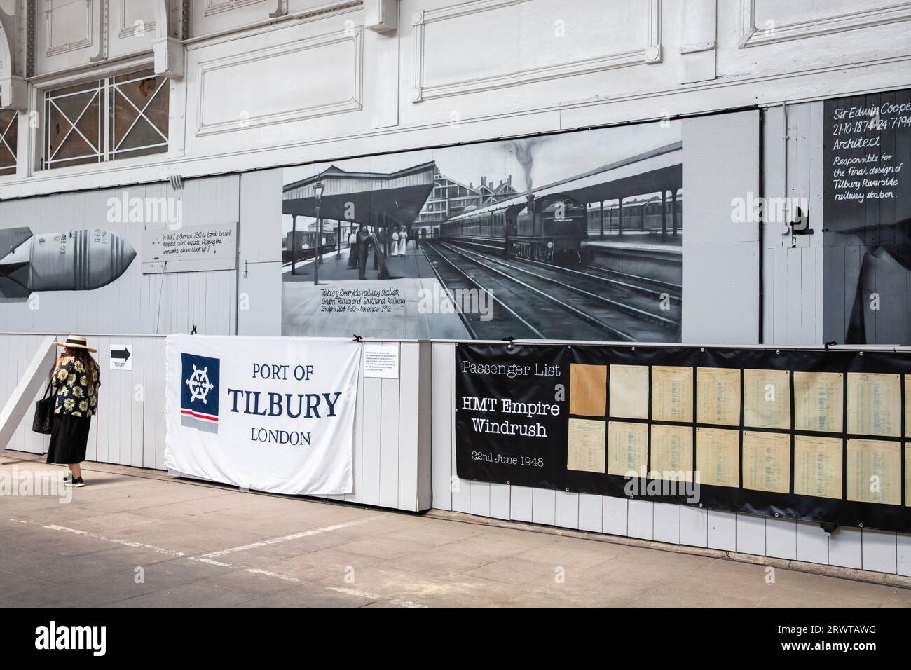 Inside the terminal at Port of Tilbury, with image of Tilbury Riverside ...