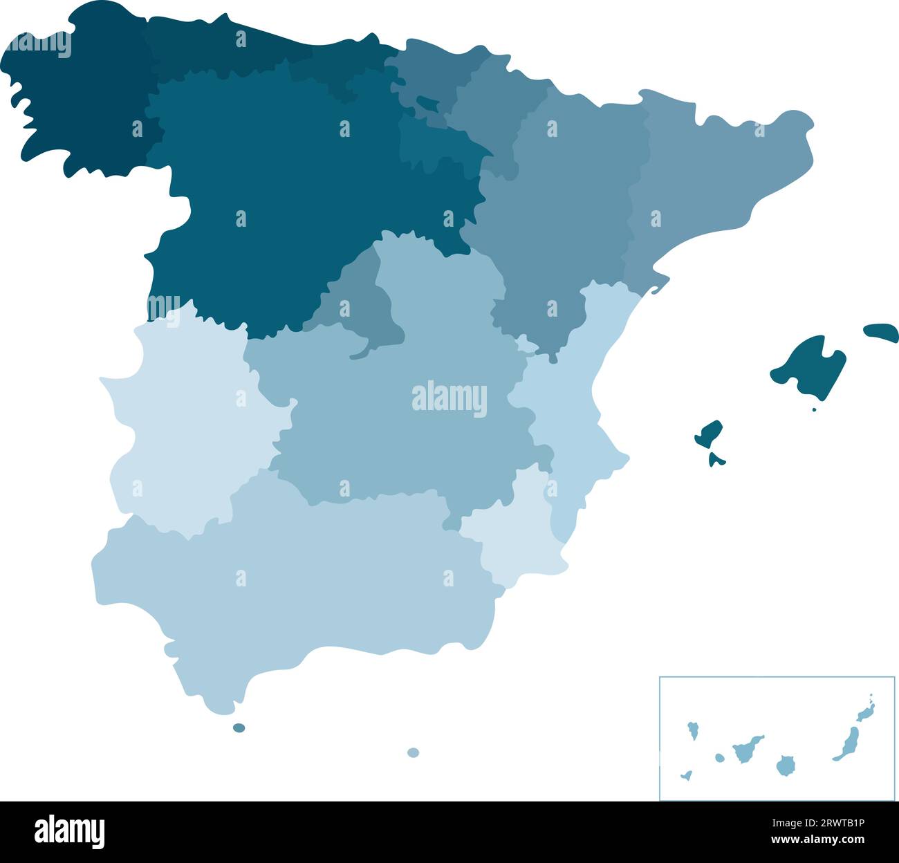 Vector isolated illustration of simplified administrative map of Spain ...
