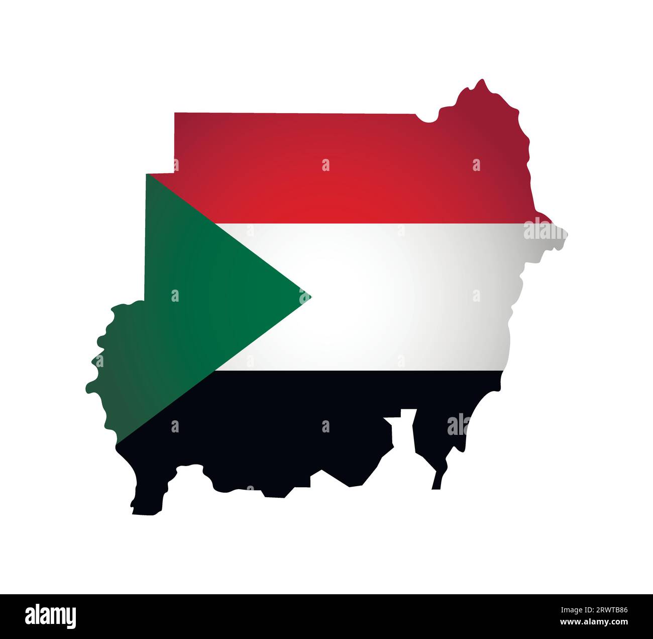 Vector illustration with national flag with shape of Sudan map ...