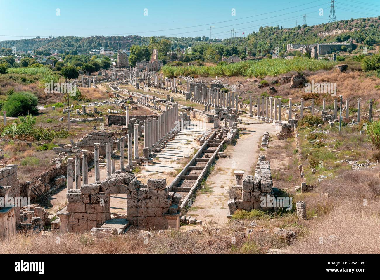 Ancient city of Perge in Antalya, Turkey. Historical ruins in the ...