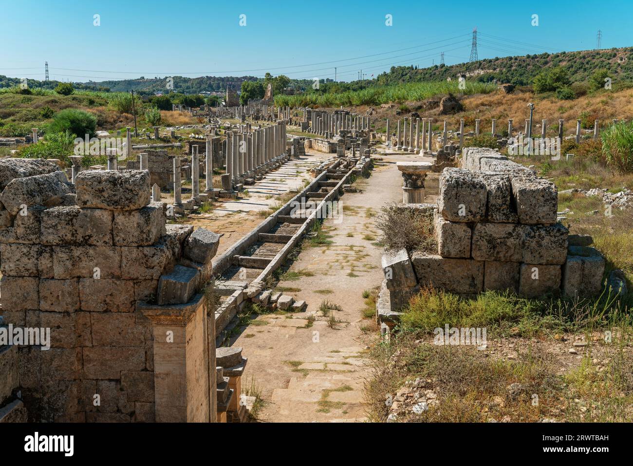 Ancient city of Perge in Antalya, Turkey. Historical ruins in the ...