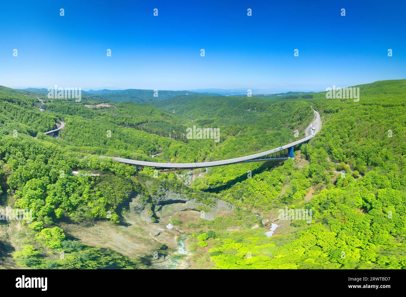 Fresh Green Jogakura Valley, Jogakura Bridge, and Mt Stock Photo - Alamy