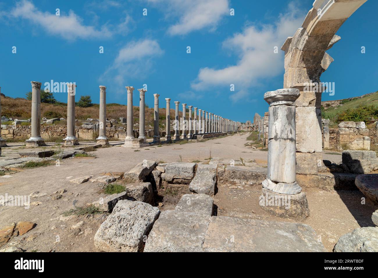 Ancient city of Perge in Antalya, Turkey. Historical ruins in the ...